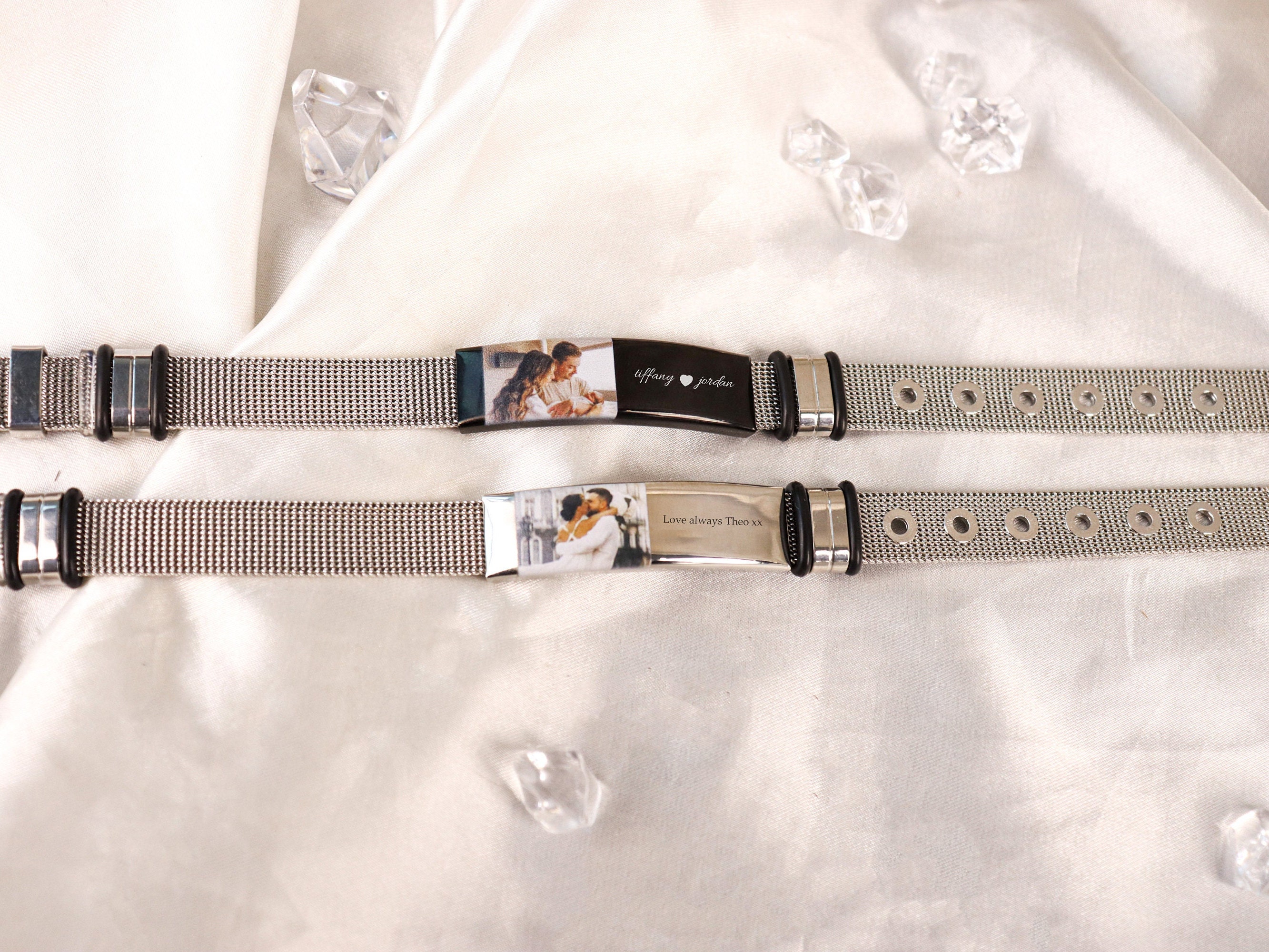 Custom Color Photo Engraved Name Strap Bracelet Adjustable Personalized ...