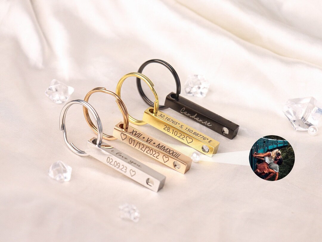 Custom Projection Photo Keychain for for Him for Her, Personalized ...