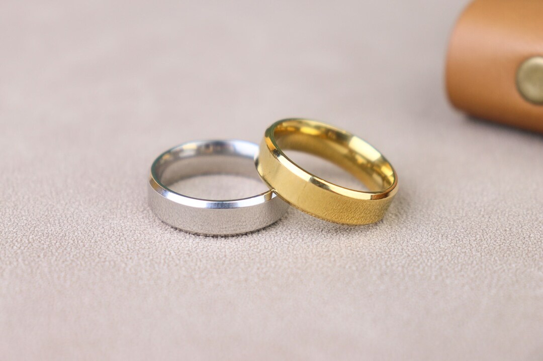 Custom Engraved Frosted 6mm Gold/silver Stainless Steel Ring, Dull ...