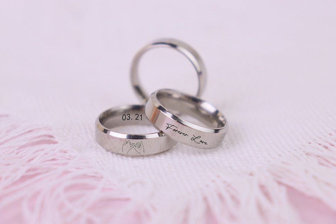 Personalised Ring, 6mm Custom Engraved Ring,couple Ring, Name Date ...