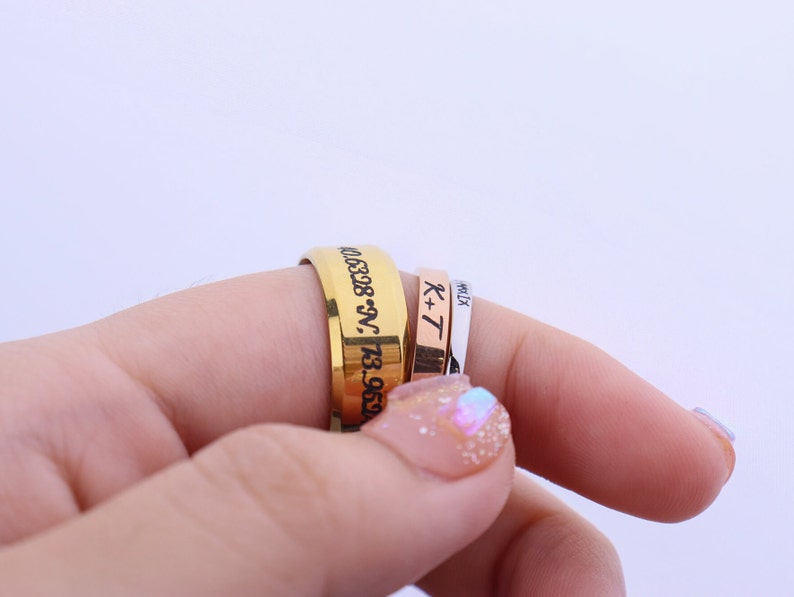 Custom Word Ring - Words Engraved Ring - Dainty Name Ring ...