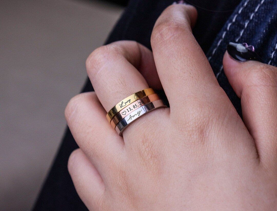 Stackable Rings Stacking Rings Engraved Ring Custom Ring Personalized ...