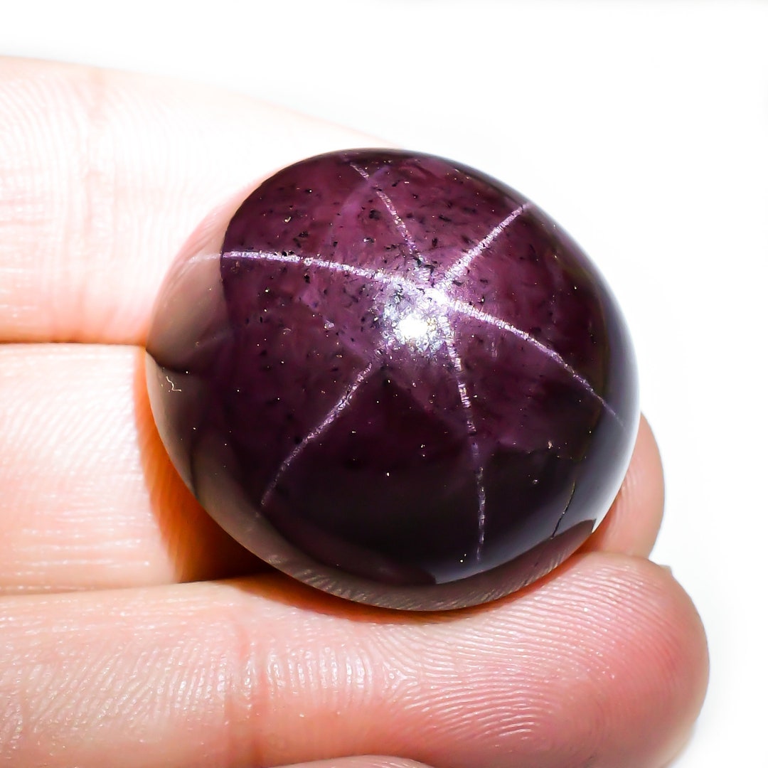 Natural 6-ray Star Garnet Cabochon Gemstone, Handmade Making Jewelry ...