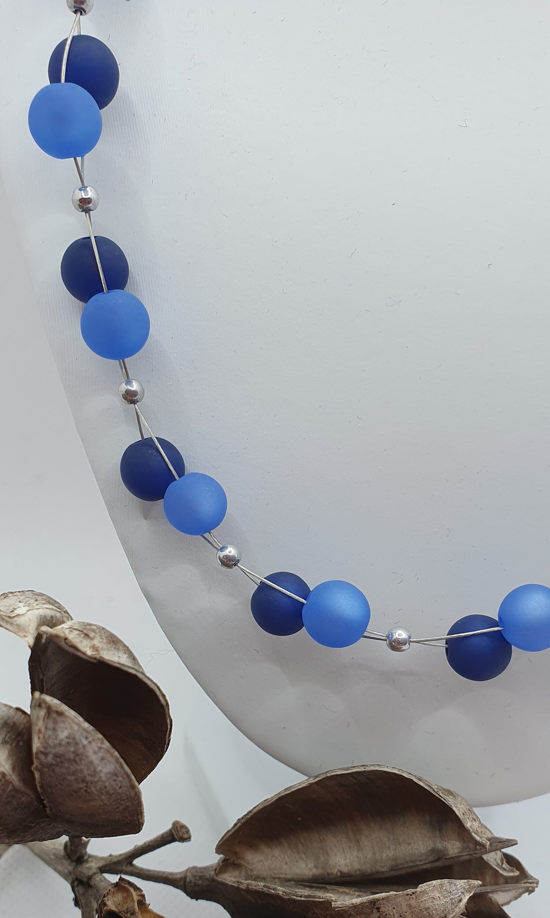 Jewelery Set 3-piece Pearls Blue, Pearl Necklace, Ear Studs, Bangle ...