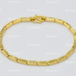 Real 24k Yellow Gold Box Baht Bracelet S Lock 7.5 Inches 17.70 Grams Etsy