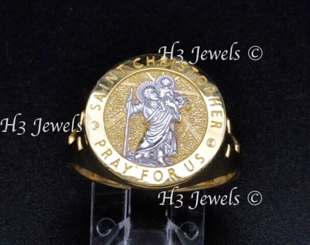 14k Yellow or White Gold Saint Christopher Ring 5.75 Grams - Etsy