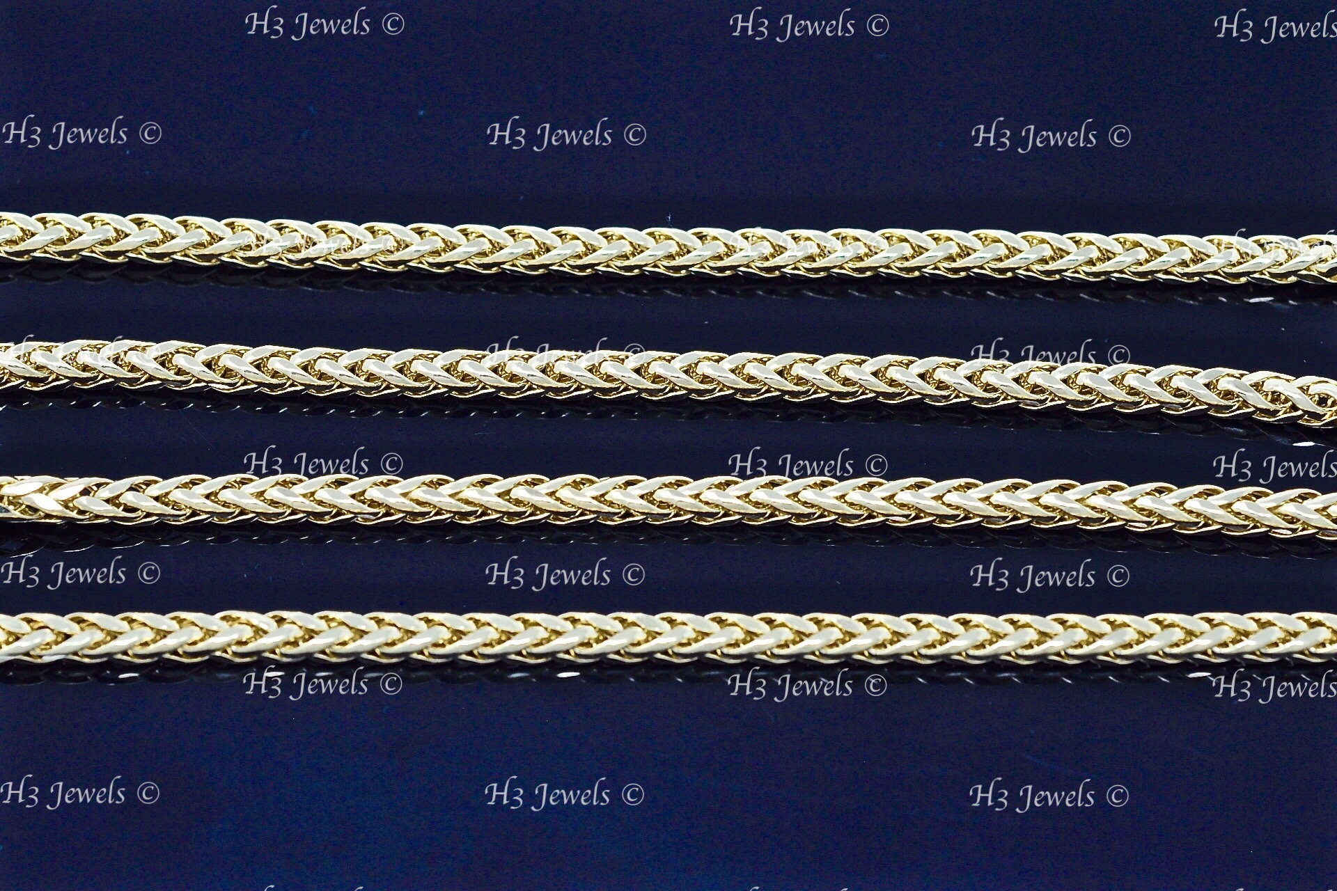 Real 14k Yellow Gold Round Wheat Spiga Chain Necklace Italy 16 Inch ...