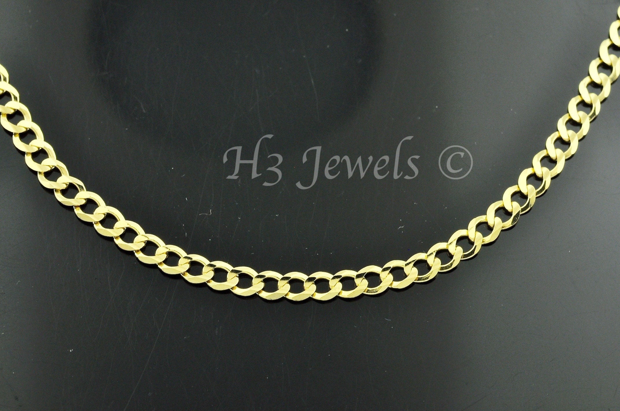Real 14k Yellow Gold Solid Curb Chain Necklace Lobster 16 Inch 24 ...