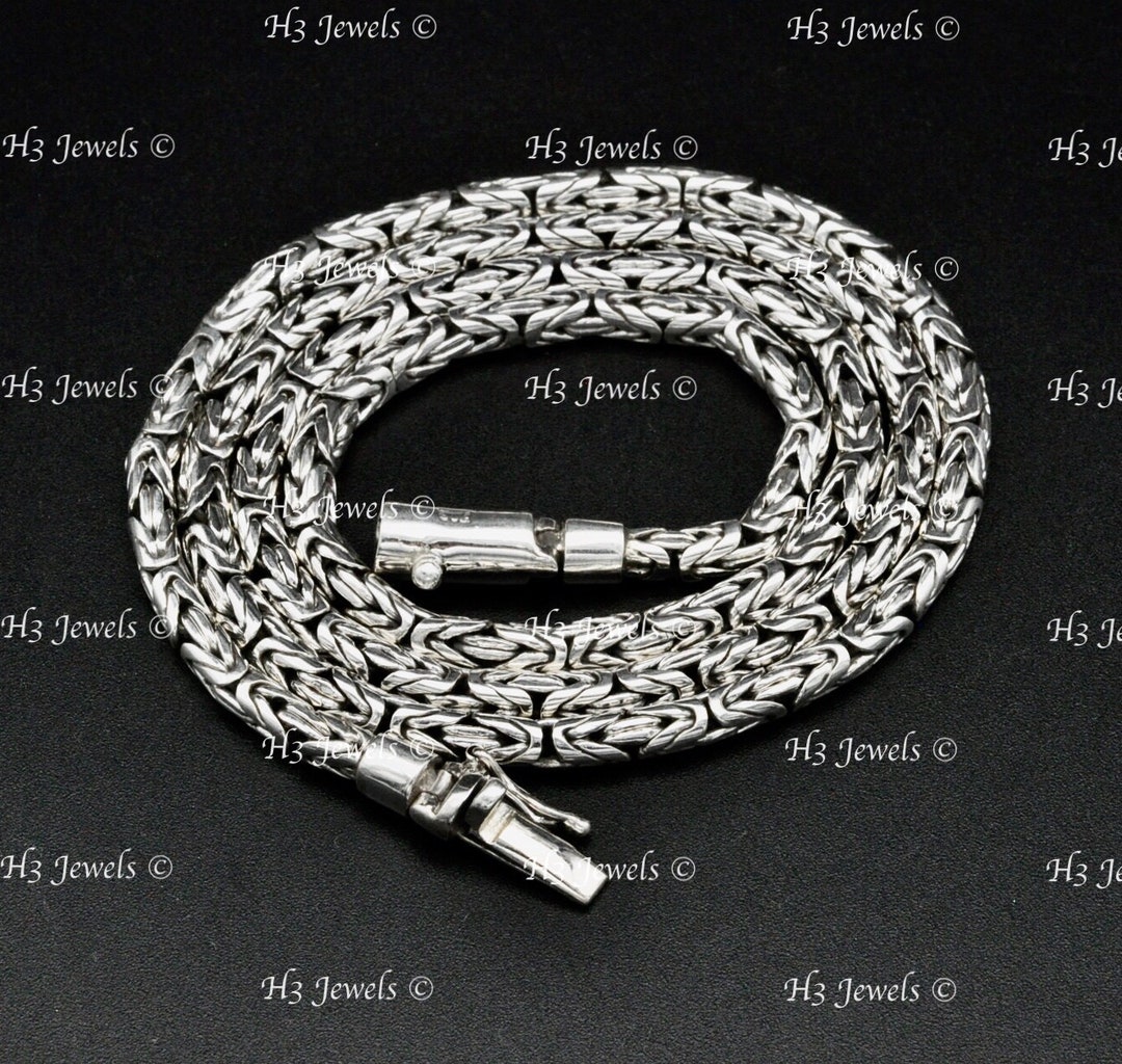 925 Sterling Silver Handmade Byzantine Chain Necklace 26 Inches 4mm - Etsy