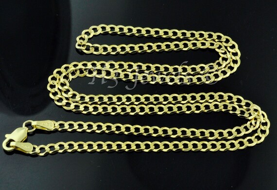 Real 14k Yellow Gold Solid Curb Chain Necklace Lobster 16 Inch | Etsy