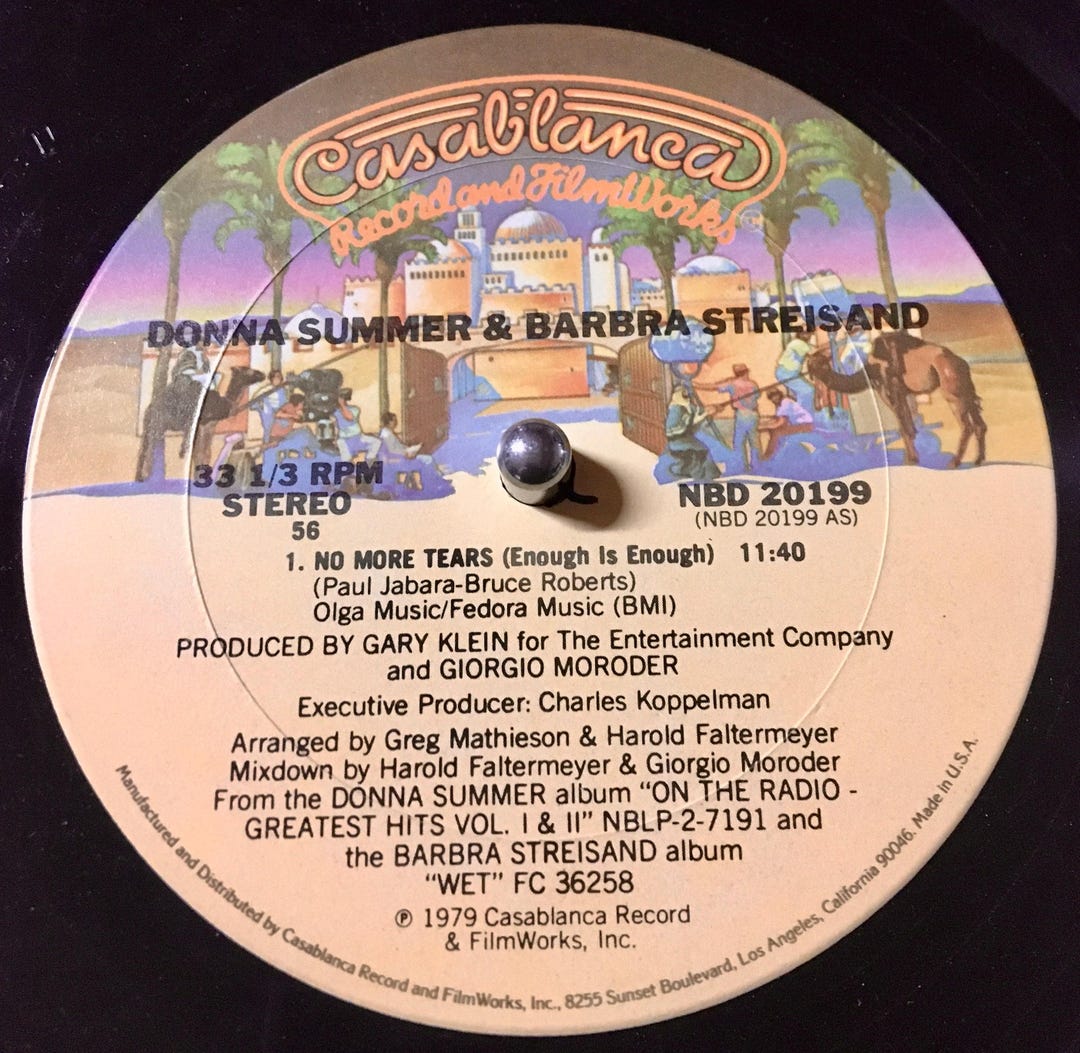 1978 Donna Summer & Barbra Streisand 'no More Tears' Vinyl 12" Single ...