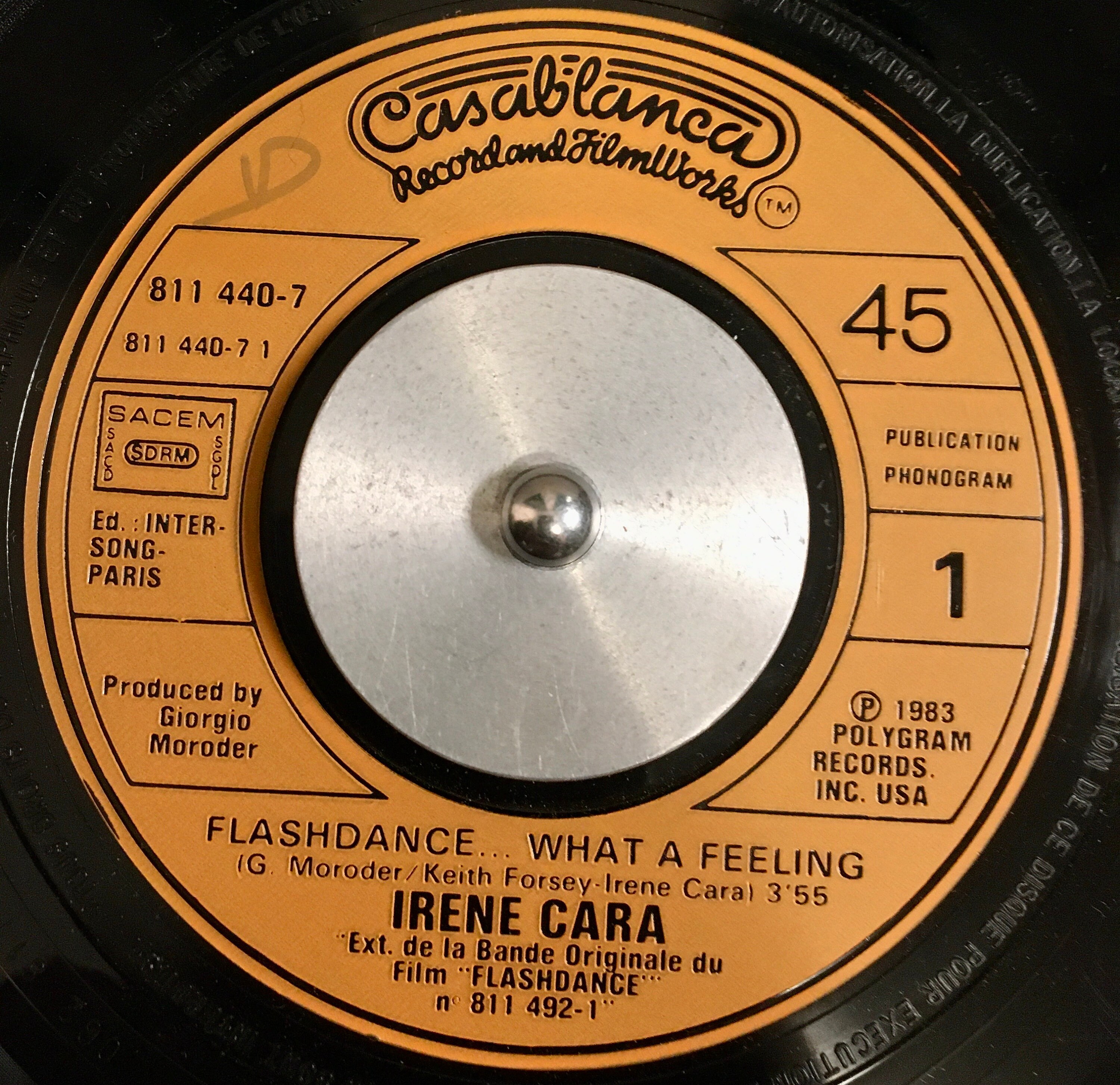 1983 Irene Cara Flashdance... What A Feeling , Vinyl, 7, 45 RPM, Single - Etsy