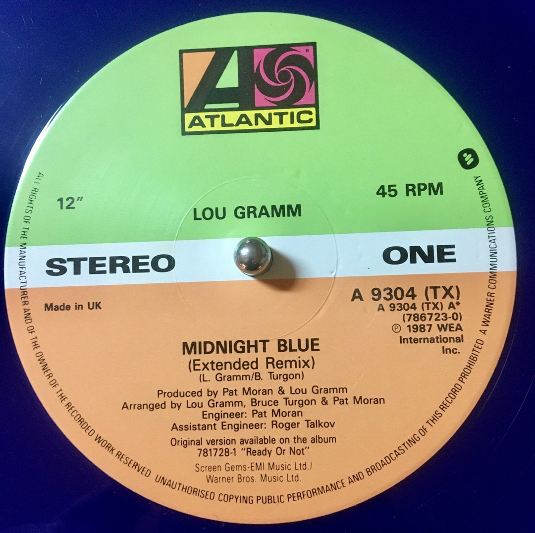 Lou Gramm - Midnight Blue Vinyl - 1987 Limited Edition 12" 45 RPM - Etsy
