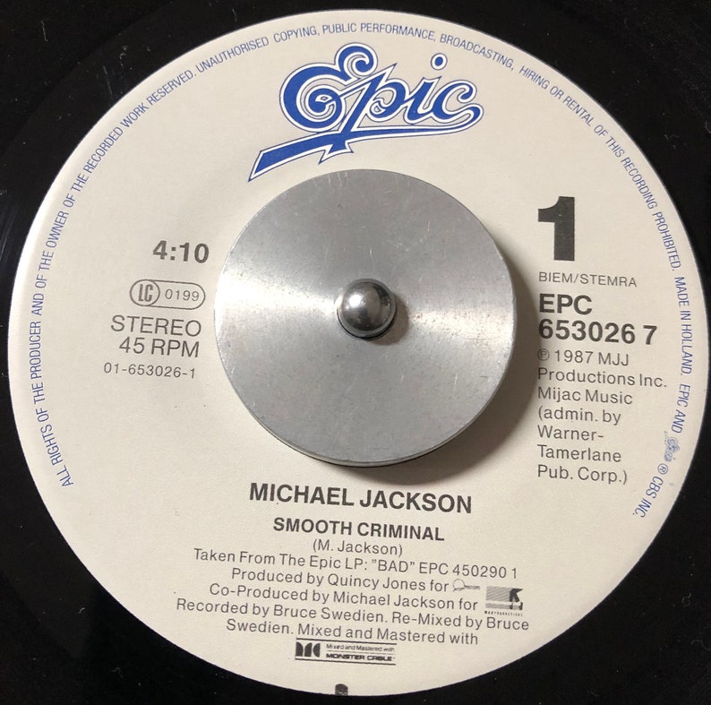 1988 Michael Jackson Smooth Criminal , Vinyl, 7, 45 RPM, Single, Stereo ...
