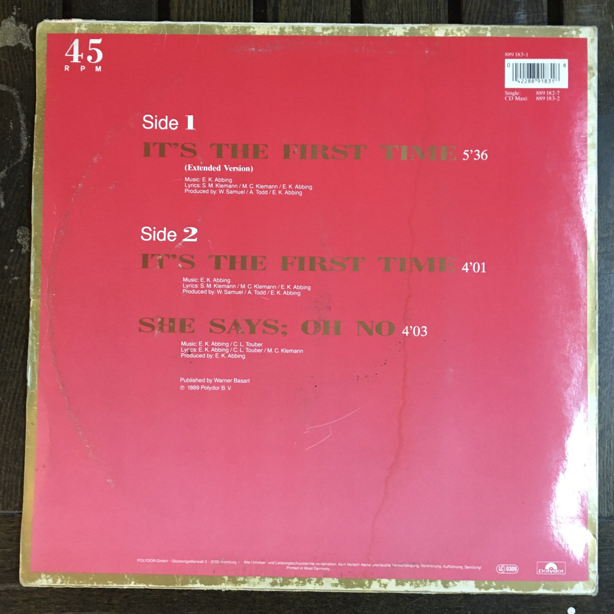 1989 Loïs Lane - It's the First Time (extended Version) Vinyl, 12", 45 ...