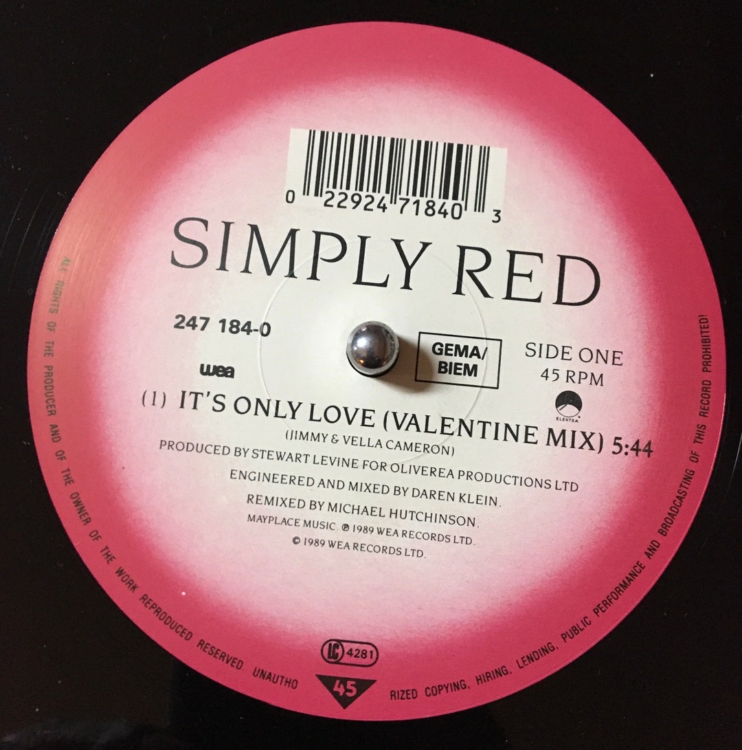 Simply Red - It's Only Love (valentine Mix) 12" Vinyl - 1989 - Etsy