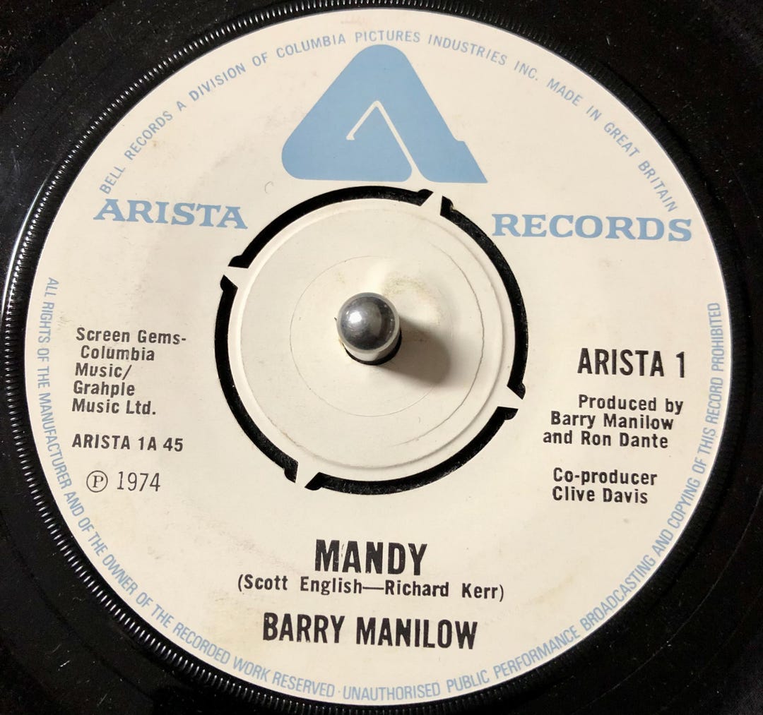 1975 Barry Manilow - Mandy , Vinyl, 7", 45 RPM, Single - Etsy