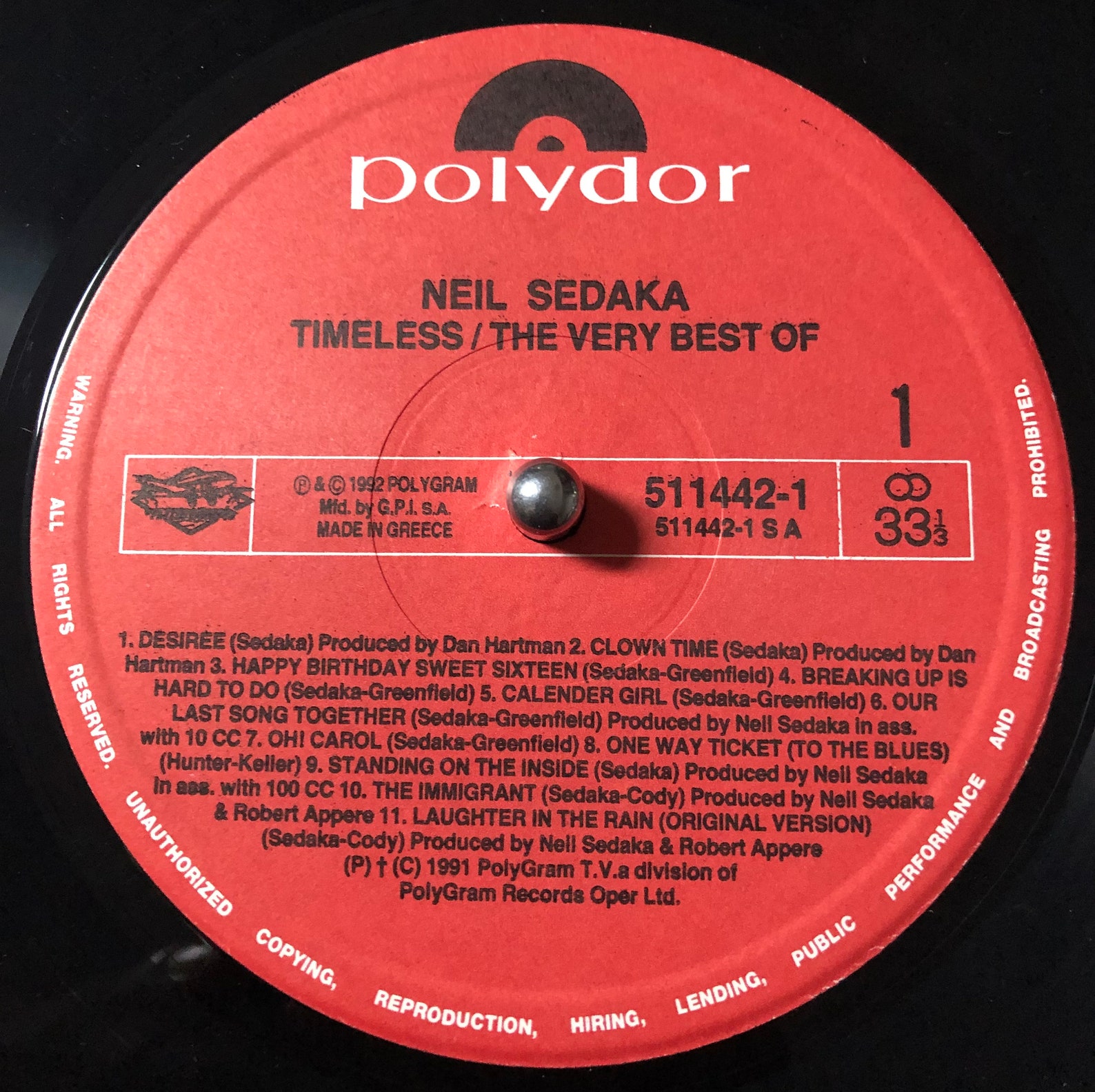 1992 Neil Sedaka – Timeless - the Very Best of Neil Sedaka , Vinyl, LP ...