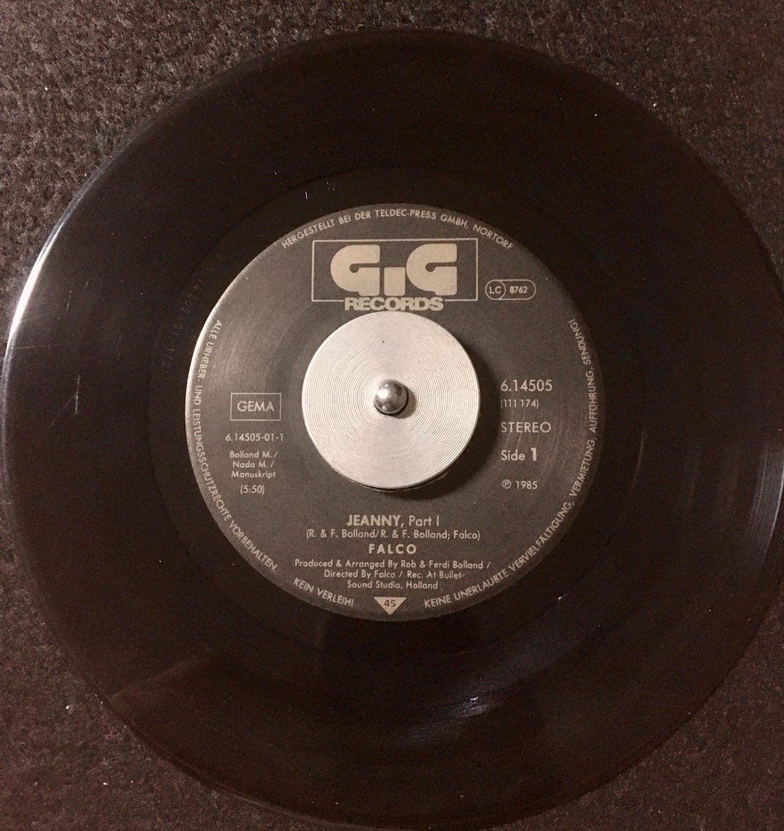1985 Falco - Jeanny (part 1) Vinyl, 7", 45 RPM, Single - Etsy
