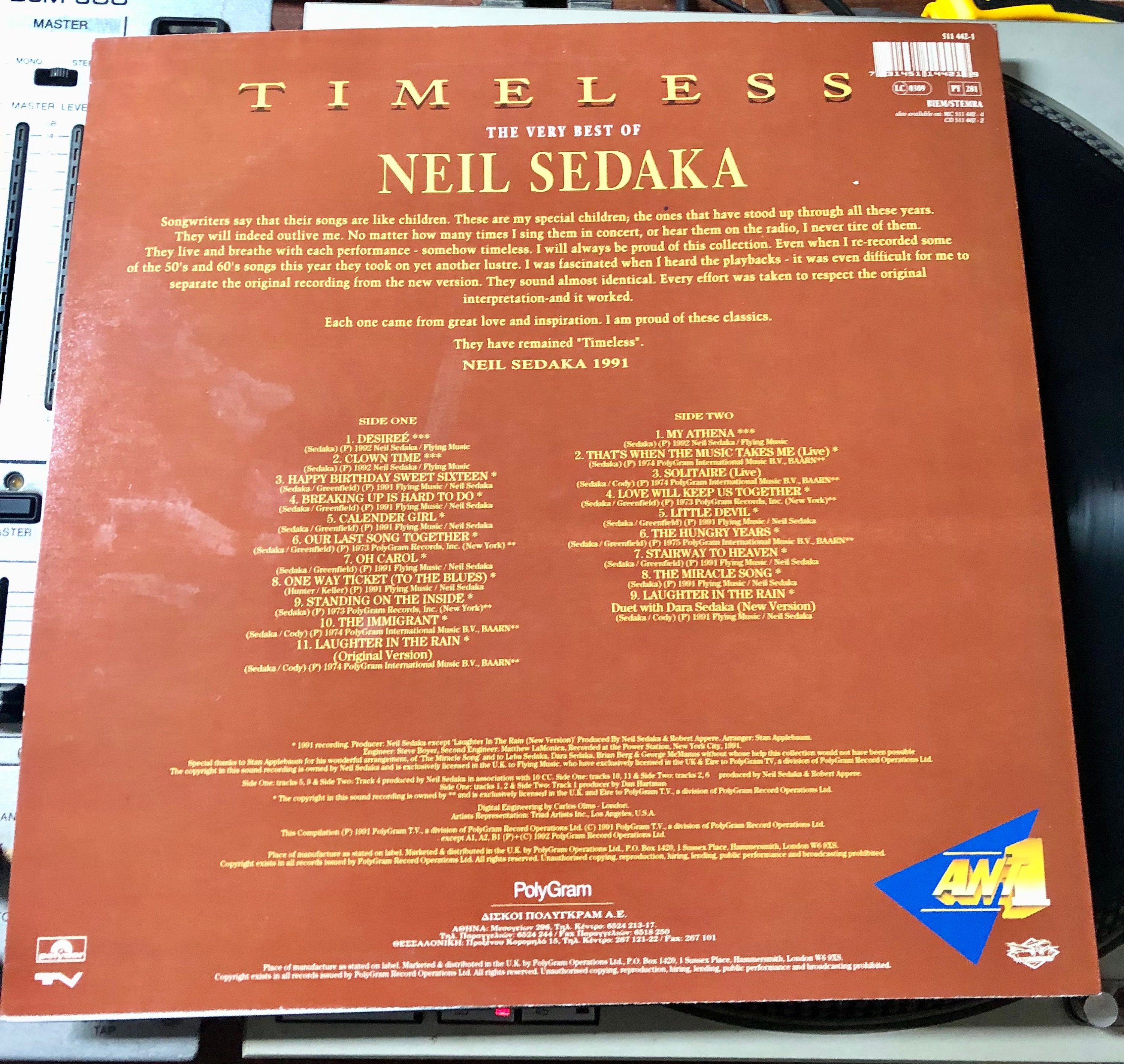 1992 Neil Sedaka Timeless the Very Best of Neil Sedaka , Vinyl, LP ...