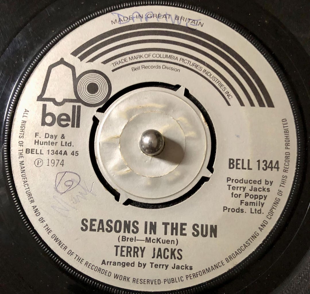 1973 Terry Jacks - Seasons in the Sun Vinyl 7" 45 RPM Single - Etsy UK