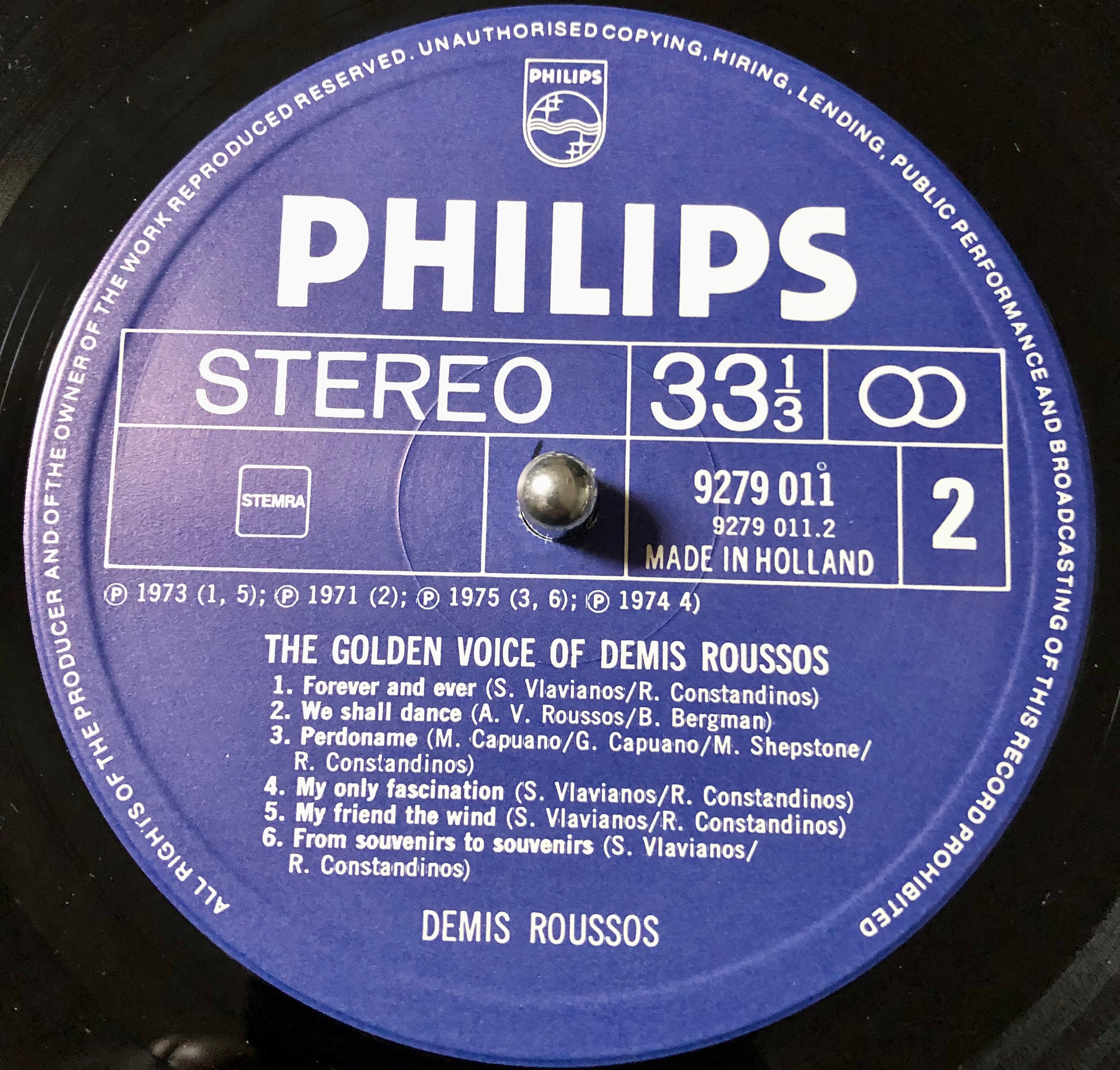 1984 Demis Roussos The Golden Voice Of Demis Roussos Vinyl Lp