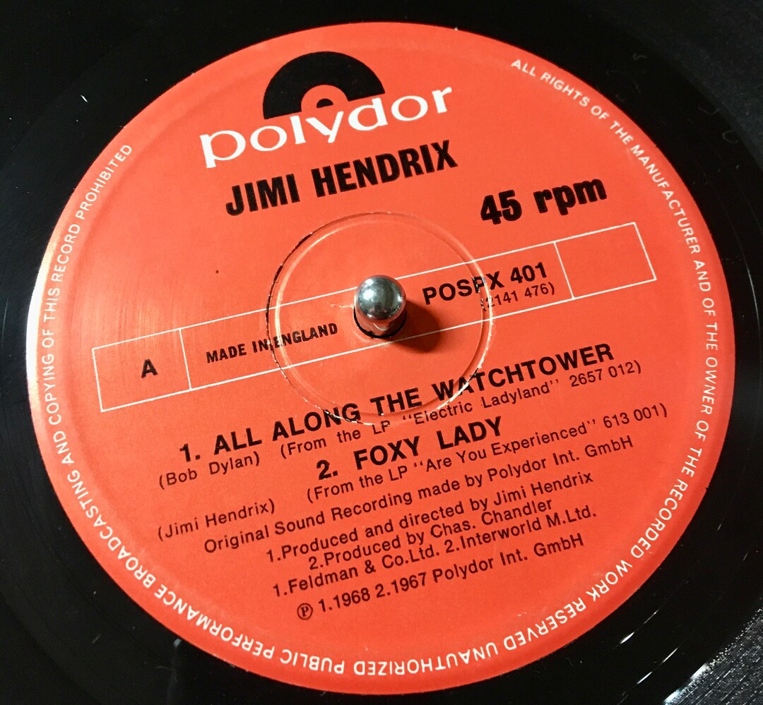 1982 Jimi Hendrix All Along the Watchtower / Foxy Lady / Purple Haze ...