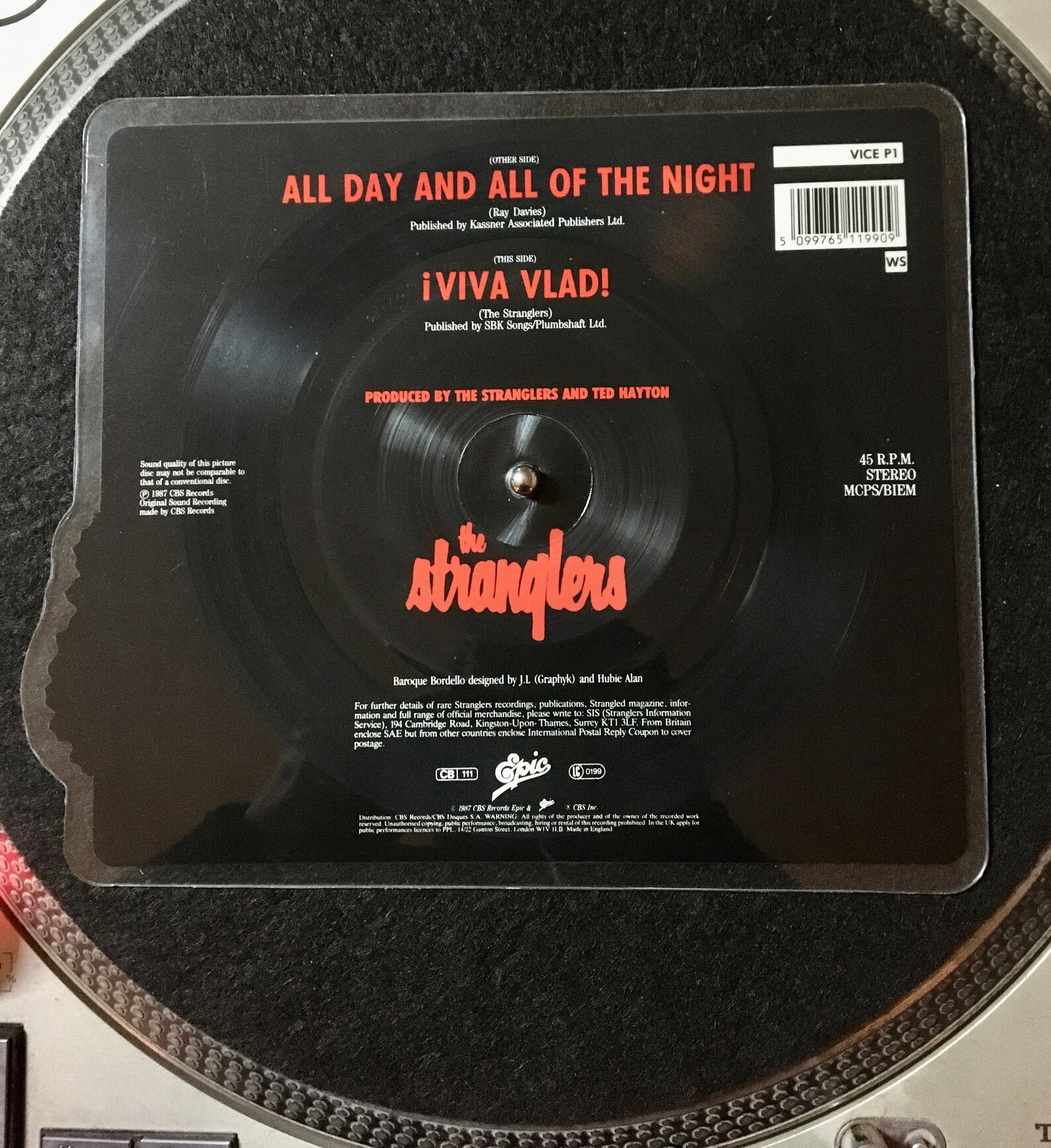 The Stranglers - All Day and All of the Night 7" Picture Disc Vinyl ...