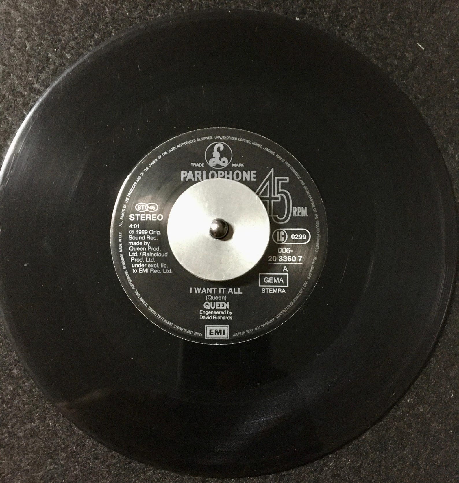 1989 Queen - I Want It All , Vinyl, 7", 45 RPM, Single, Stereo - Etsy