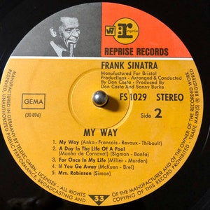 1969 Frank Sinatra – My Way , Vinyl, LP, Album - Etsy