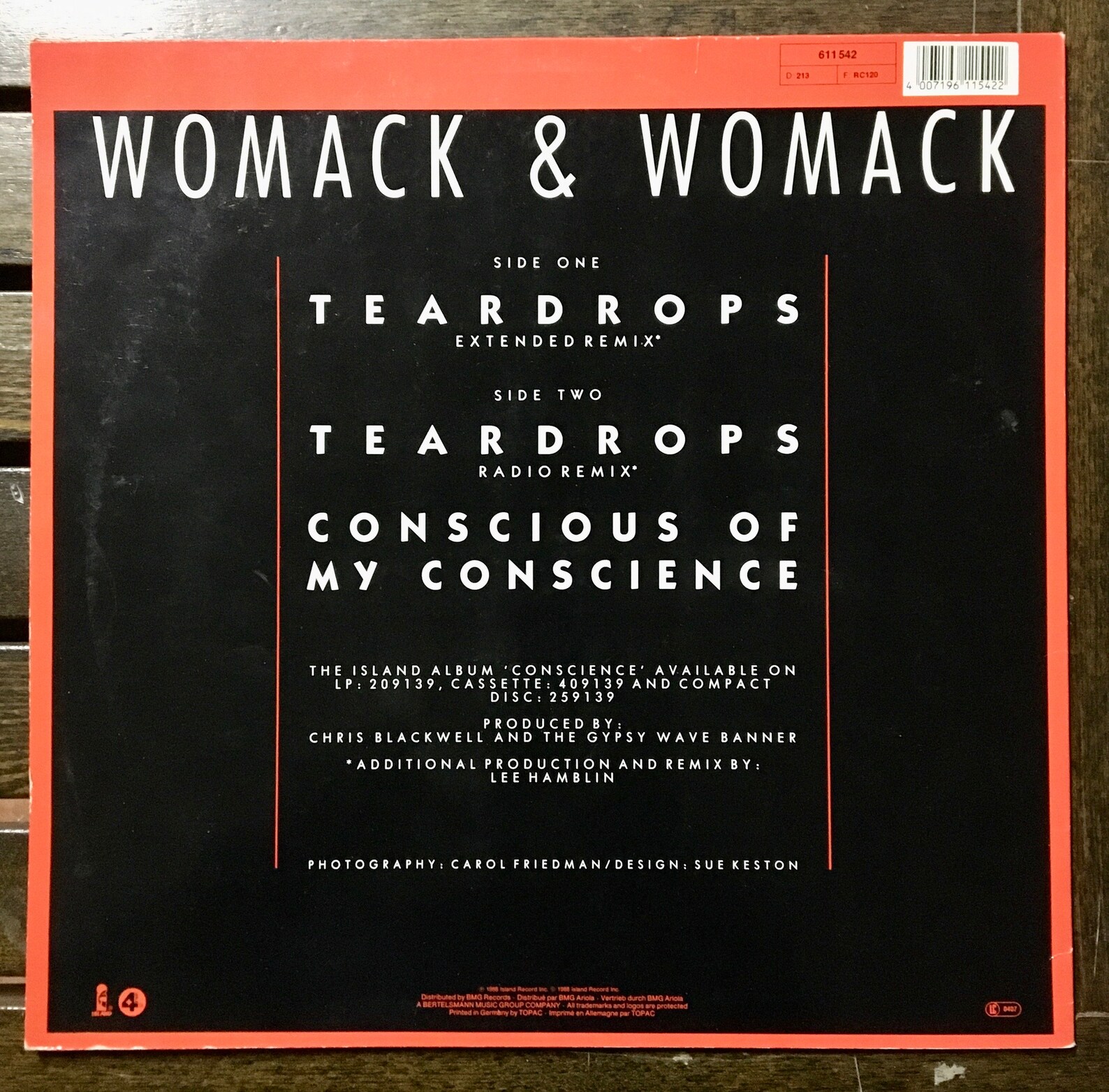 1988 Womack & Womack - Teardrops , Vinyl, 12", 45 RPM, Maxi-single ...