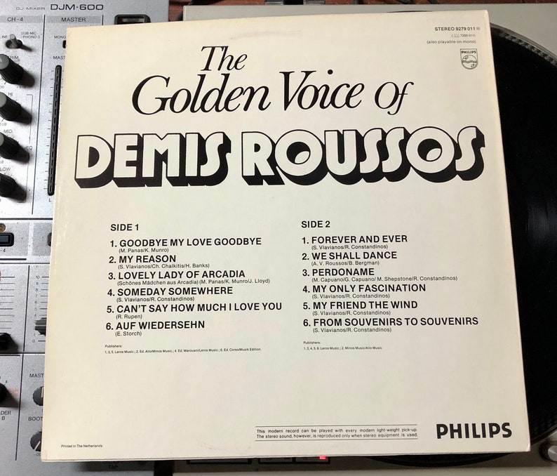 1984 Demis Roussos The Golden Voice Of Demis Roussos Vinyl Lp