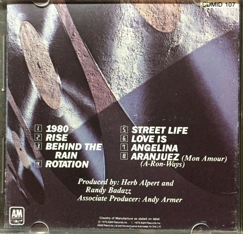 RARE Cd ! Herb Alpert - Rise Audio Master Plus Series 1986 CD, Album ...