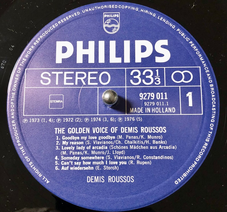 1984 Demis Roussos The Golden Voice Of Demis Roussos Vinyl Lp