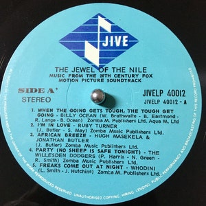1985 the Jewel of the Nile: Music From the Motion Picture Soundtrack , Vinyl, LP - Etsy