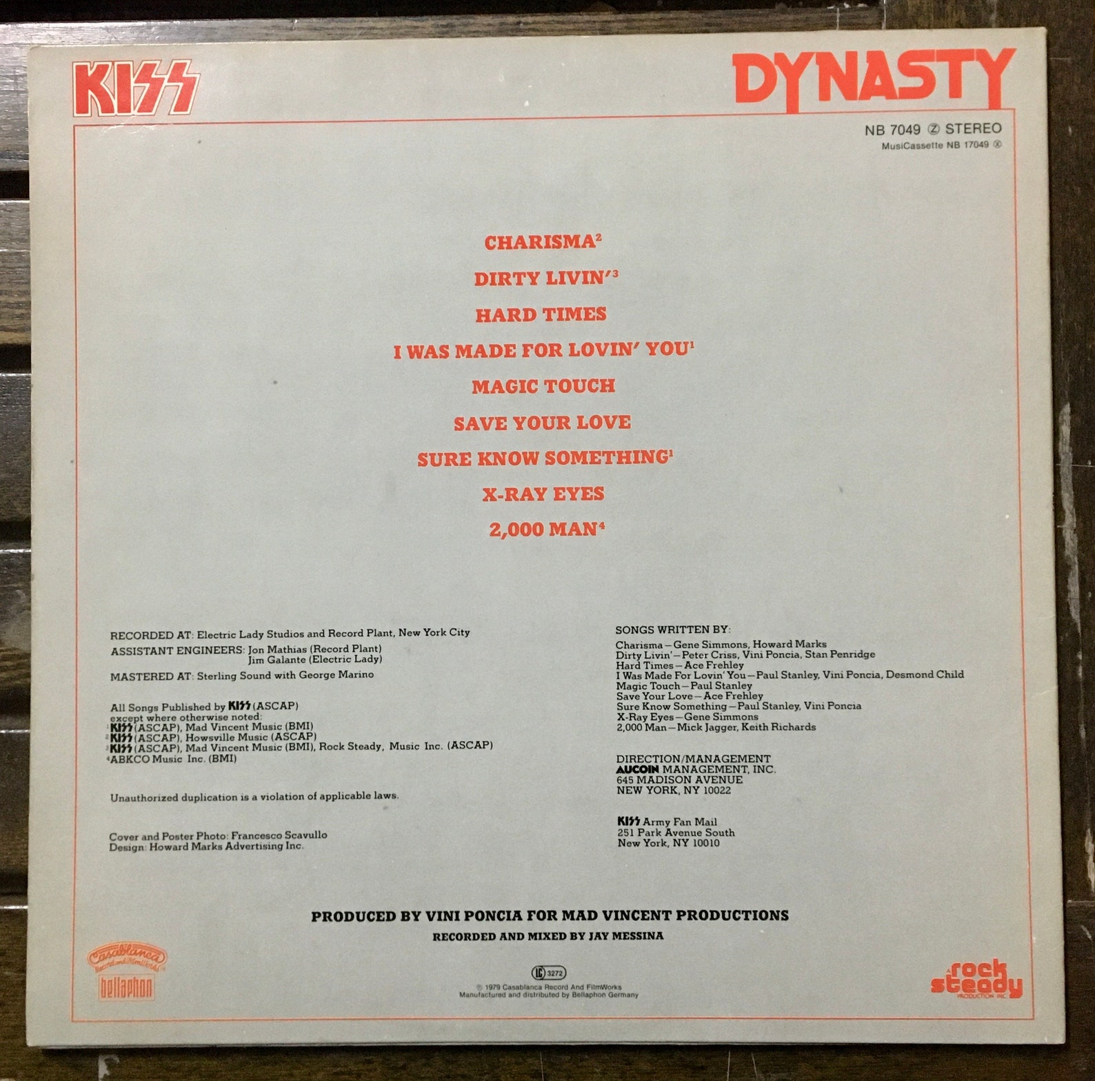 1979 Kiss Dynasty LP: Red Vinyl Album With Poster (near Mint) - Etsy
