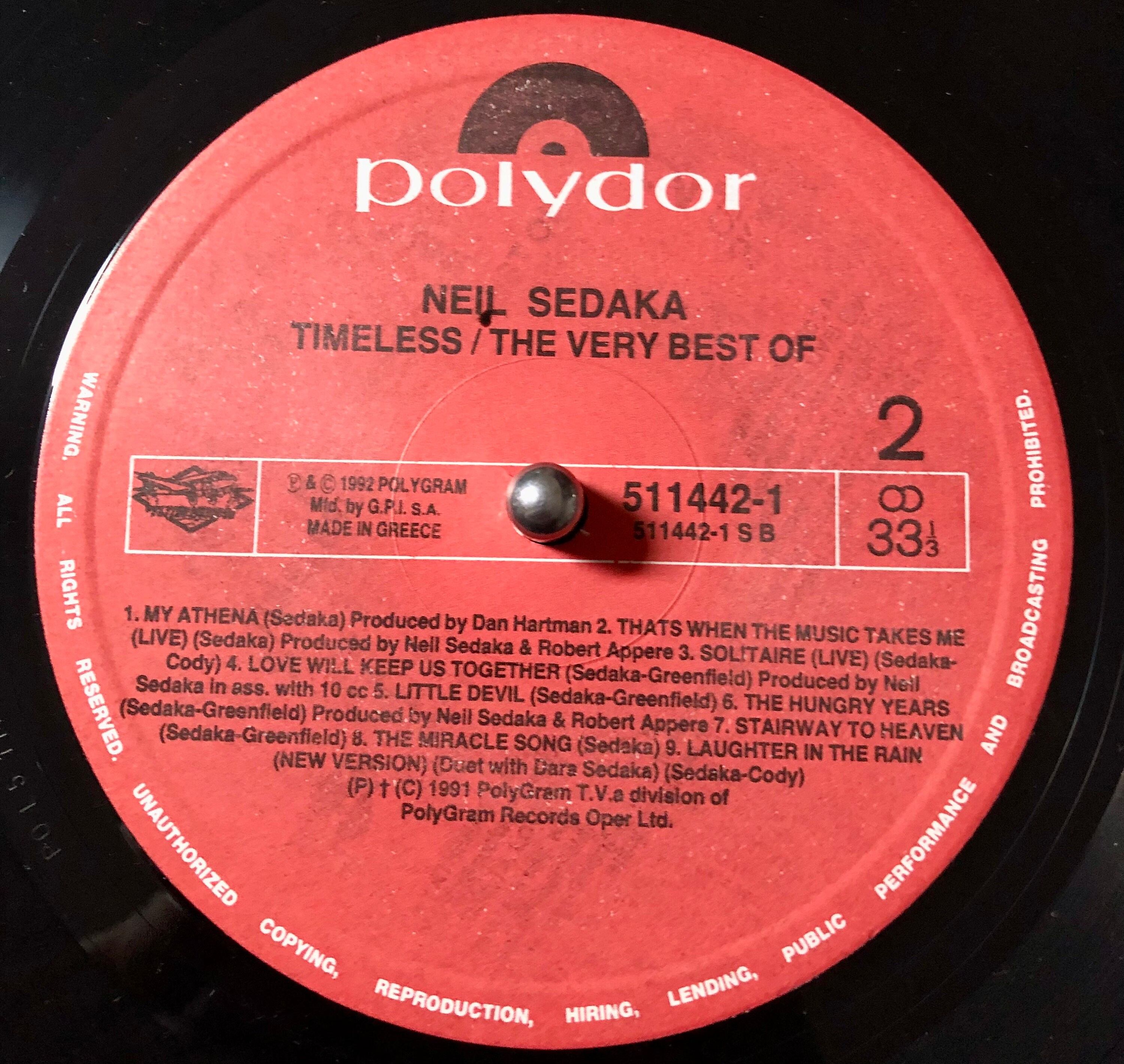 1992 Neil Sedaka Timeless the Very Best of Neil Sedaka , Vinyl, LP ...