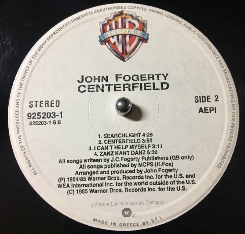 1985 John Fogerty - Centerfield , Vinyl, LP, Album, Stereo - Etsy