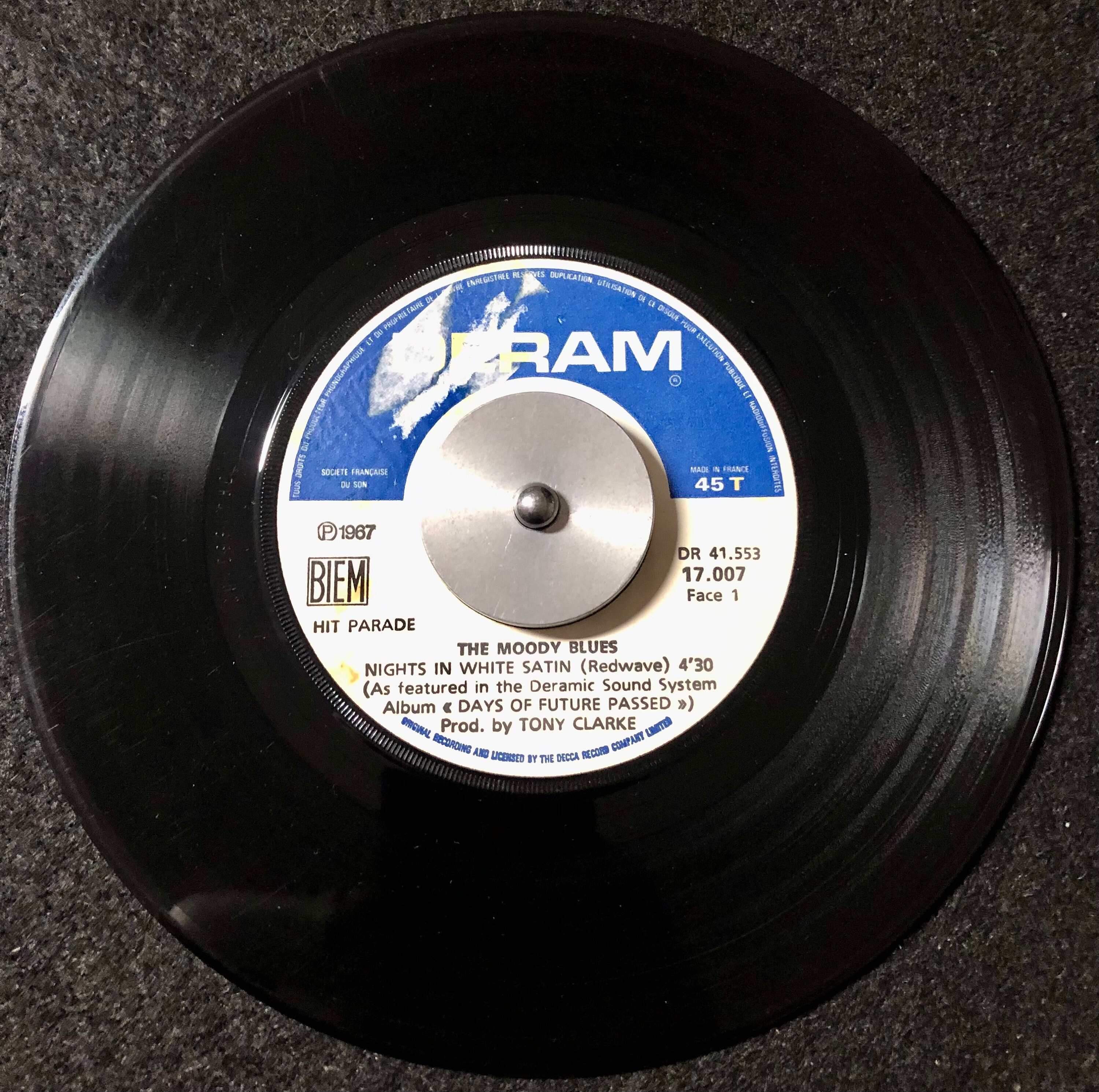 1968 the Moody Blues – Nights in White Satin , Vinyl, 7", Single, 45 ...