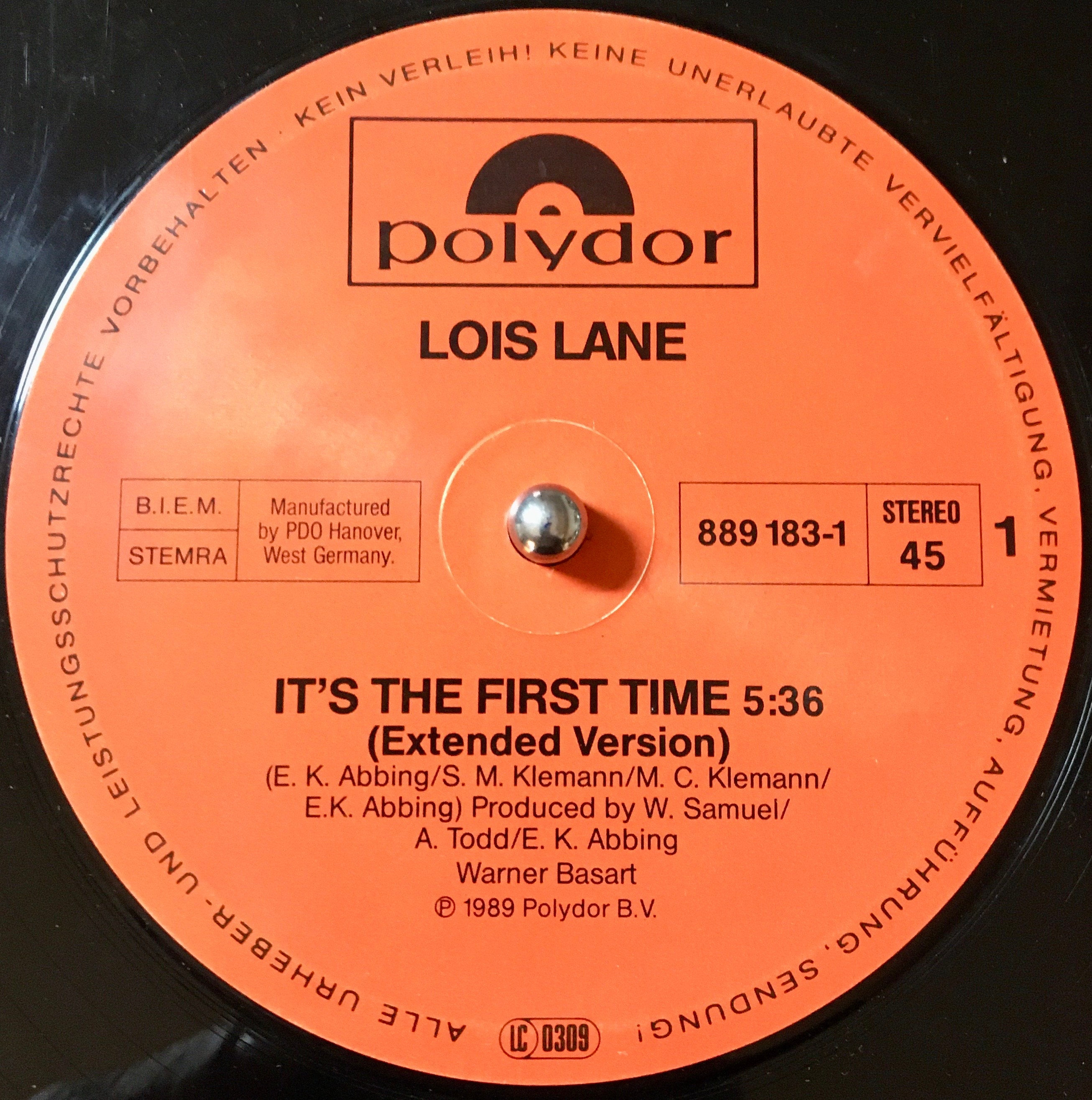 1989 Loïs Lane - It's the First Time (extended Version) Vinyl, 12", 45 ...