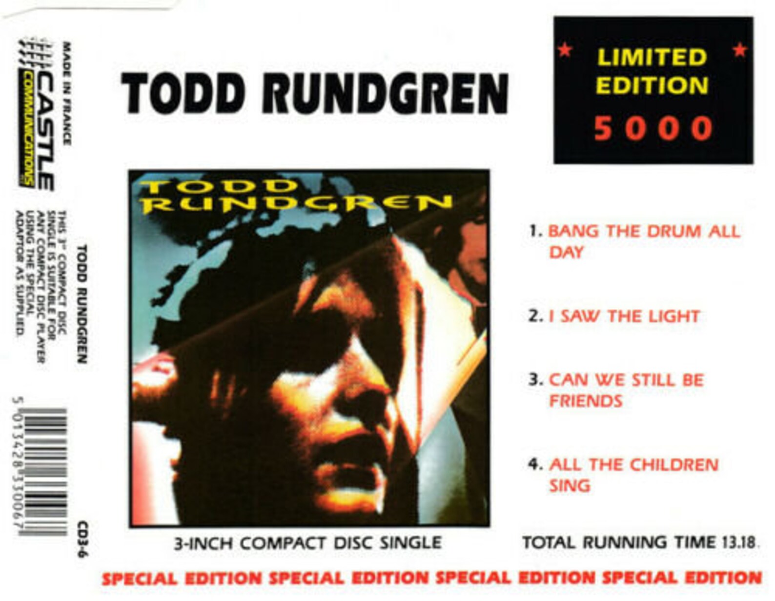 CD Todd Rundgren Bang the Drum All Day CD, Mini, Single, Limited ...