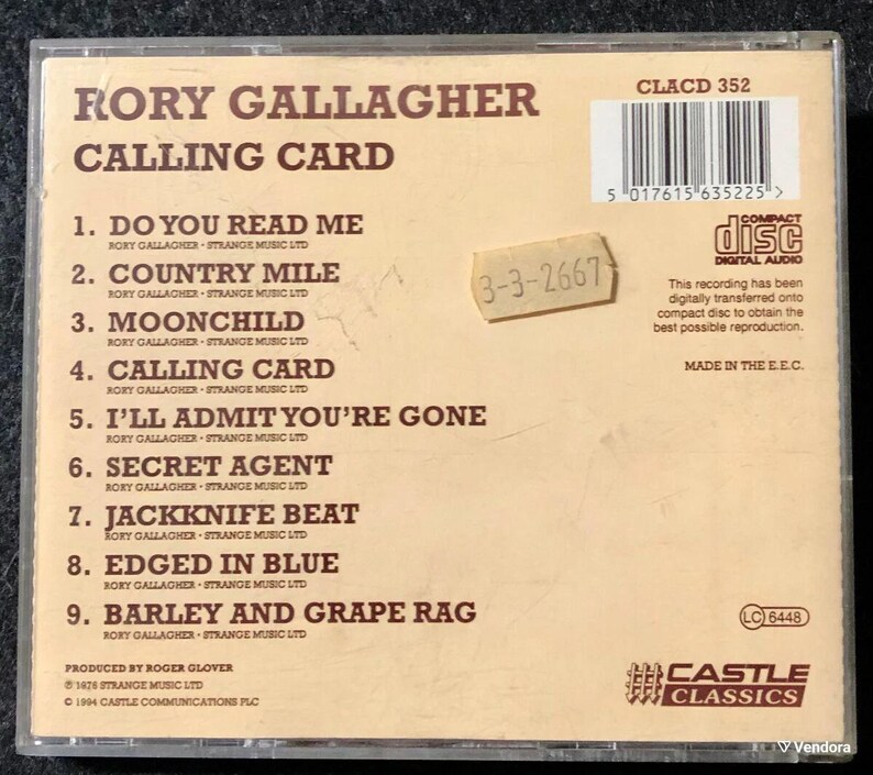 CD - 1994 Rory Gallagher - Calling Card - Etsy