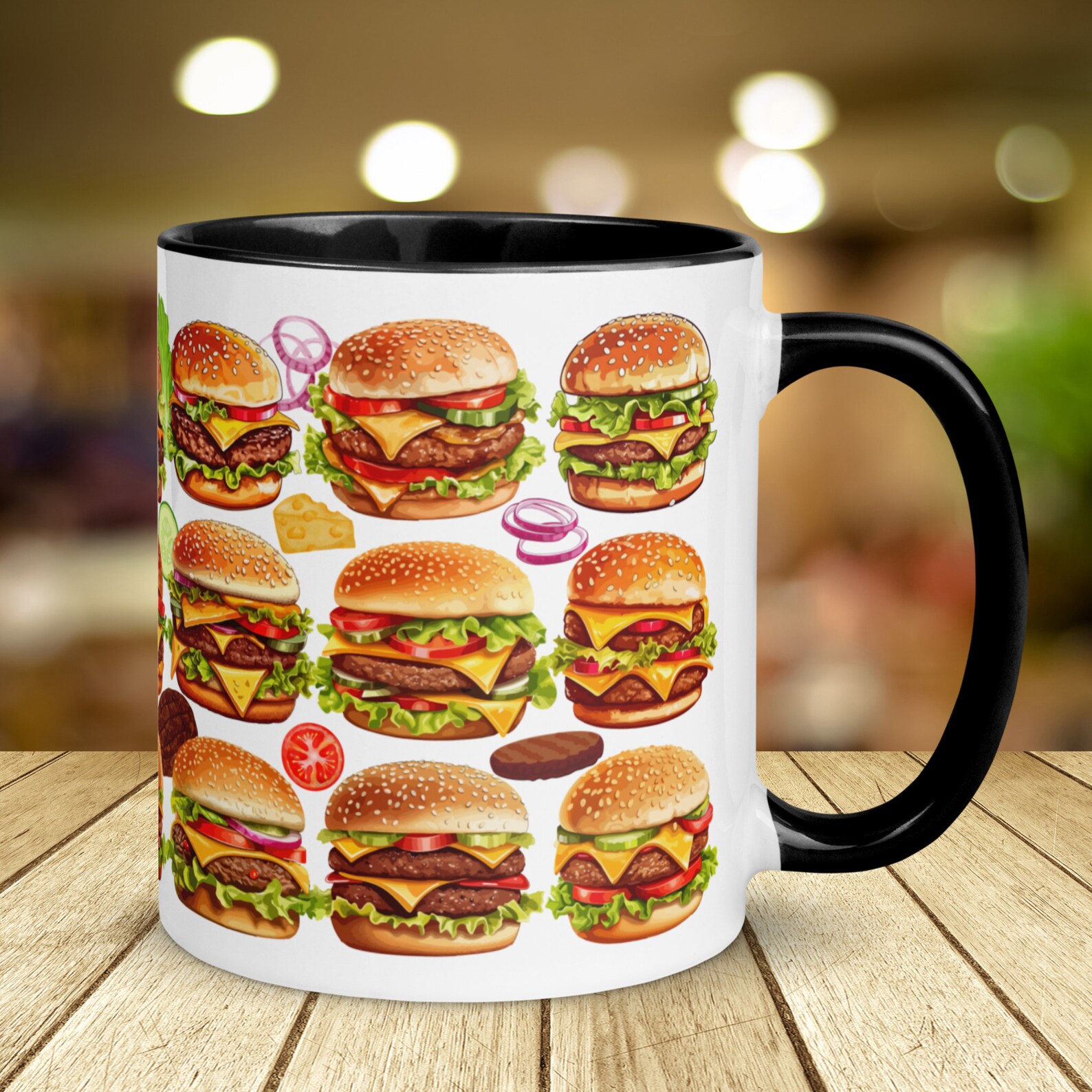 Cheeseburger Coffee Mug, Cheeseburger Art Mug, Cheeseburger Mug Gift ...