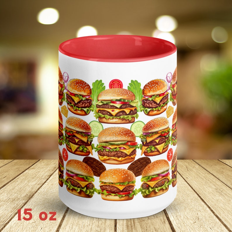 Cheeseburger Coffee Mug, Cheeseburger Art Mug, Cheeseburger Mug Gift ...