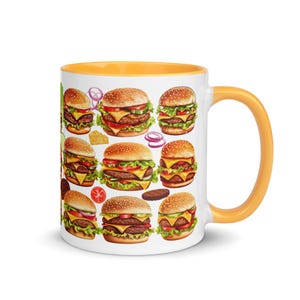Cheeseburger Coffee Mug, Cheeseburger Art Mug, Cheeseburger Mug Gift ...