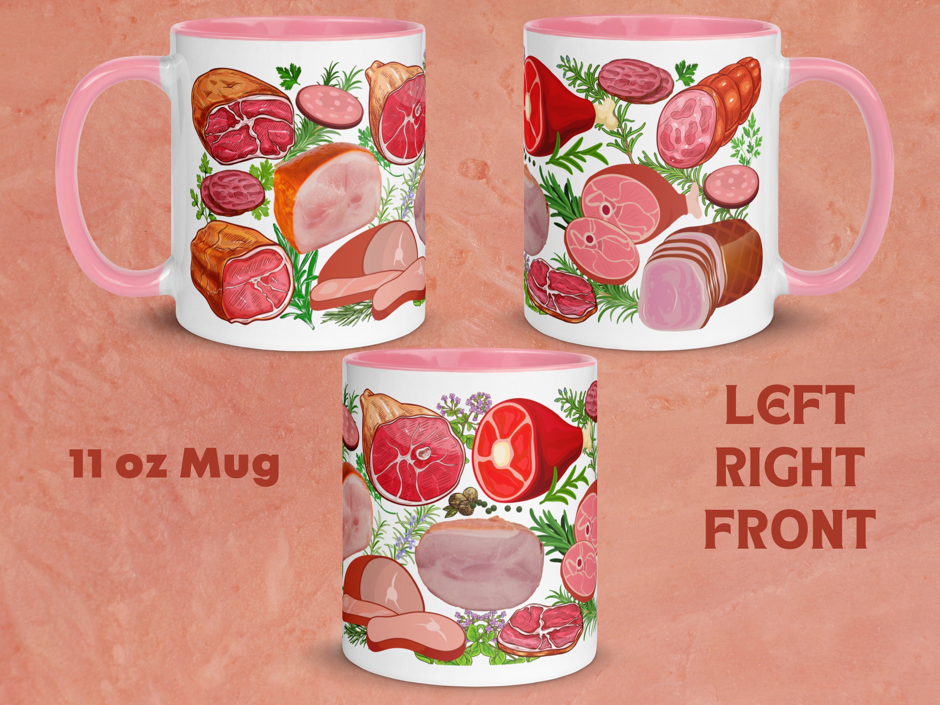 Meat Mug, Ham Bacon Mug, Meat Lover Mug, Bacon Lover Gift, Bacon Lover ...