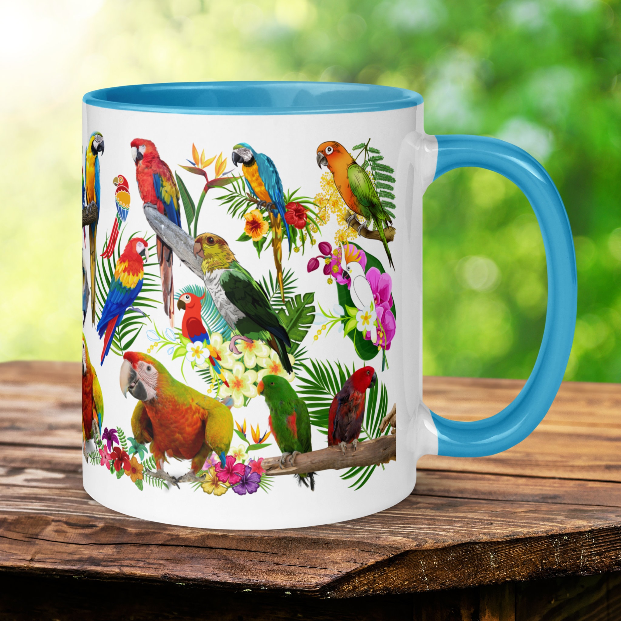 Magical Parrot Mug, Botanical Parrots Art Mug, Parrot Coffee Mug ...