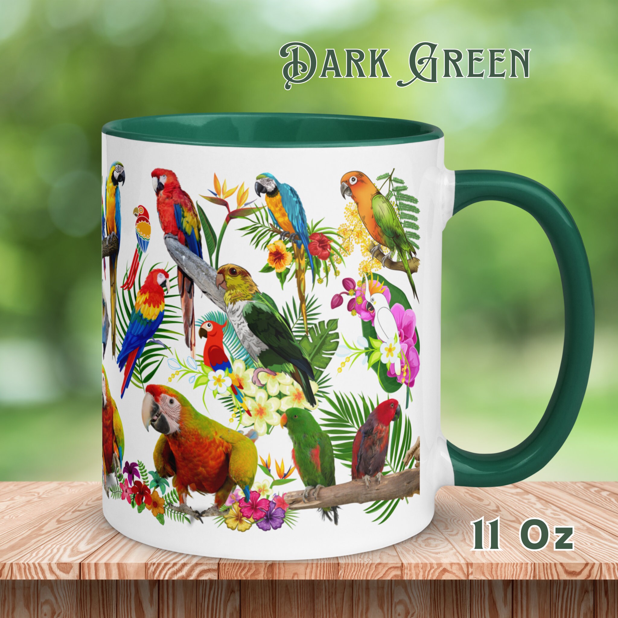 Magical Parrot Mug, Botanical Parrots Art Mug, Parrot Coffee Mug ...