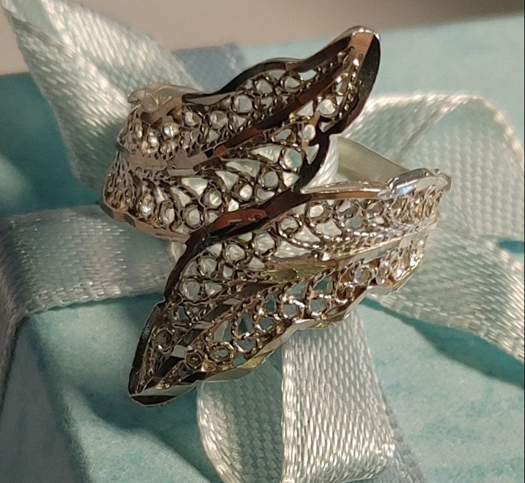 Filigree Freeform Leaf Ring - Etsy