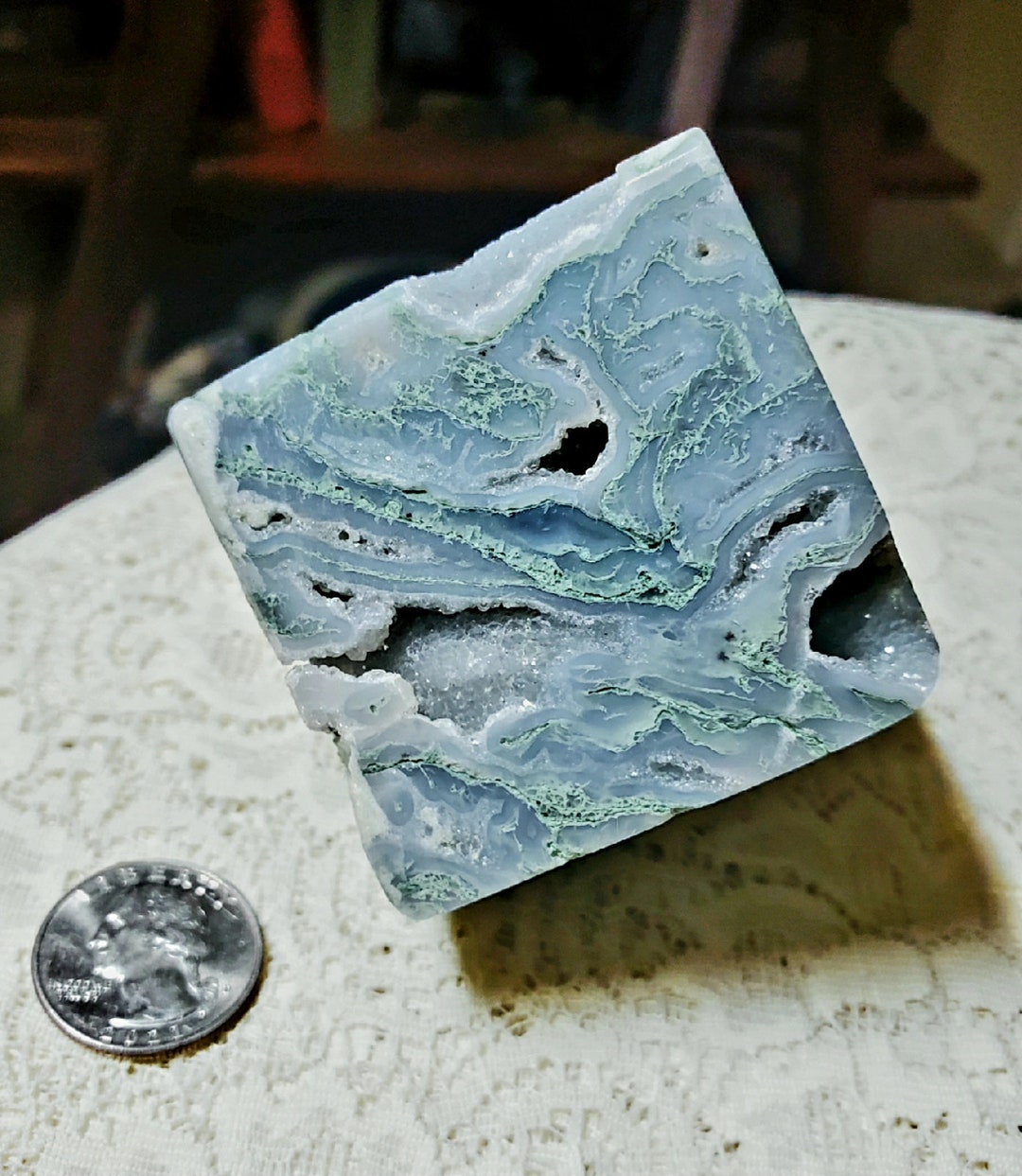 Moss Agate Cube. Druzy Floating Crystal Cube. - Etsy